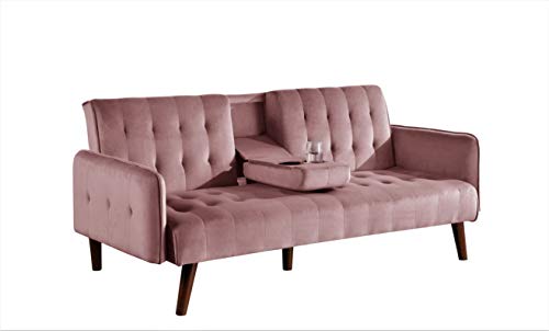 US Pride Furniture Charming Convertible Sofa Sofabed, Rose