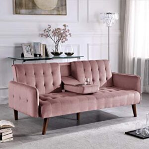 US Pride Furniture Charming Convertible Sofa Sofabed, Rose