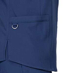 Womens Scrub Set Mock Wrap & Jogger Pants 7 Pocket 4-Way Stretch for Nurse Dentist Elements Select ES2956 (Navy, Small)