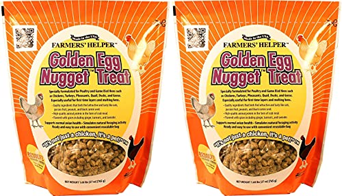 C and S 2 Pack of Farmer's Helper Golden Egg Nugget Treat for Chickens, 1.68 Pounds