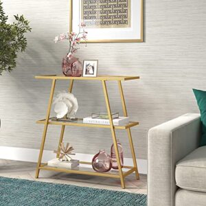 Yair 36'' Tall Rectangular Bookcase in Brass