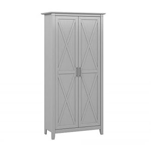 bush furniture key west kitchen pantry cabinet, cape cod gray