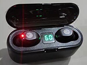 Small Wireless Earbuds Headphones F-9 Waterproof in Ear Buds Bluetooth for Android and iOS iPhone with LED Display, Charging case and mic – Black, Best Earbuds, pods Earphones