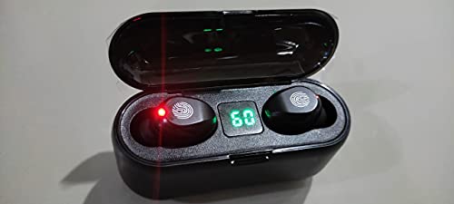 Small Wireless Earbuds Headphones F-9 Waterproof in Ear Buds Bluetooth for Android and iOS iPhone with LED Display, Charging case and mic – Black, Best Earbuds, pods Earphones