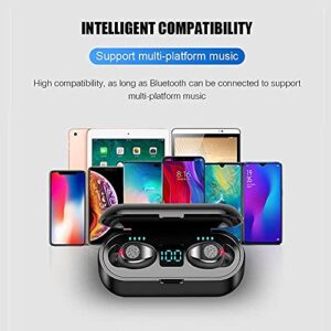 Small Wireless Earbuds Headphones F-9 Waterproof in Ear Buds Bluetooth for Android and iOS iPhone with LED Display, Charging case and mic – Black, Best Earbuds, pods Earphones