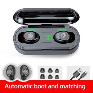 Small Wireless Earbuds Headphones F-9 Waterproof in Ear Buds Bluetooth for Android and iOS iPhone with LED Display, Charging case and mic – Black, Best Earbuds, pods Earphones