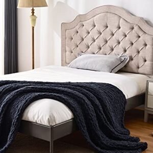 DIRUNEN Chunky Knit Luxury Throw Blanket Large Cable Knitted Premium Soft Cozy Chenille Bulky Blankets for Cuddling up in Bed, on The Couch or Sofa (Dark Gray-Silver Ribbon) 59"×79"