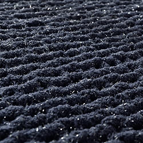 DIRUNEN Chunky Knit Luxury Throw Blanket Large Cable Knitted Premium Soft Cozy Chenille Bulky Blankets for Cuddling up in Bed, on The Couch or Sofa (Dark Gray-Silver Ribbon) 59"×79"