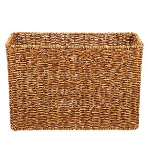 doitool rattan storage basket simulation woven magazine files book holder rectangular basket bin laundry tote basket for bedroom living room home