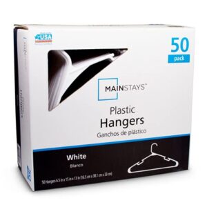 Mainstays Plastic Hangers White - 50 Pack