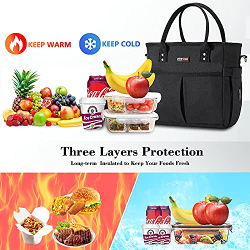 MAXTOP Lunch Bag Women,Insulated Thermal Lunch Large Tote Bag,Lunch Box for Men with Adjustable Shoulder Strap, 4-Outside Pockets for Office Work Picnic Shopping