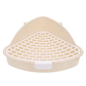 stobok rabbit litter box bunny litter box pet toilet triangle potty trainer corner guinea pig litter bedding box dustpan broom for chinchilla ferret drawf hamster (white) hamster bedding