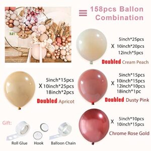 DIY 158Pcs Boho Balloon Garland Arch Kit Double-Stuffed Ballon Neutral Balloon Garland for Wedding Birthday Balloon