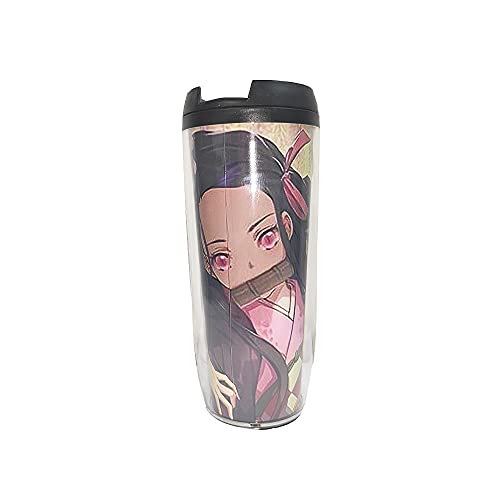 Kooku XXLS Demon Slayer Anime Tumbler Coffee Cups Stainless Steel Insulated With Lid Double Walled Vacuum Bottle Thermos Coffee Mugs For Ice Drink Hot Beverage 14oz (Kamado Nezuko)