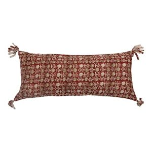 creative co-op cotton lumbar tassels pillow, 32" x 14", multicolored