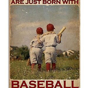 Baseball Teenager Back View Retro Poster Metal Tin Sign, Some Boys are Born to Like Baseball, Chic Art Garage Pub Man Cave Club Novel and Interesting Bathroom Toilet Decoration 8X12Inch