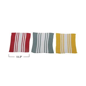 Creative Co-Op Square Knit Striped Cotton Bag, Set of 3 Dish Cloths, Multicolored 3