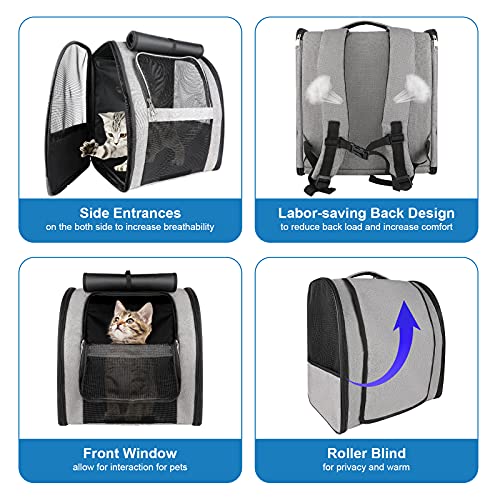 FOYOPET Pet Carrier Backpack for Cats and Dogs Up to 22 lbs, Collapsible Cat Carrier for Large Cats, Small Dog Carrier Ventilated Design for Puppies, Rabbits, Small Pets Travel, Hiking & Outdoor Use