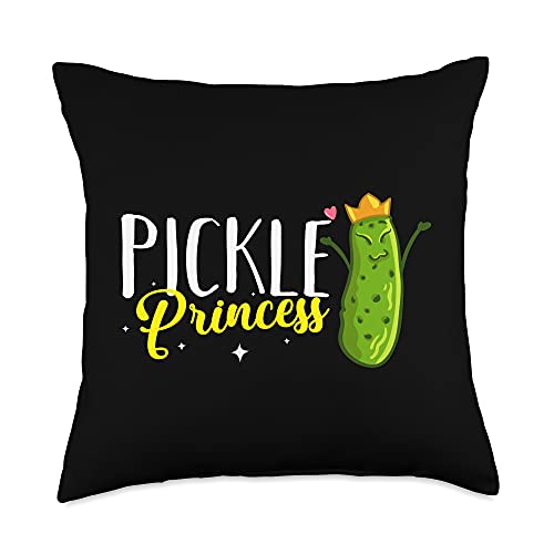 Dill Pickle Lover Princess Dill Pickle Cucumber Throw Pillow, 18x18, Multicolor