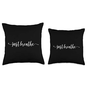 Just Breathe Motivational Inspiring Quote Throw Pillow, 16x16, Multicolor