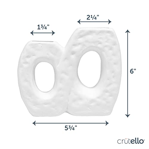 Crutello Textured Ceramic White Loop Vase - Modern Home Decor for Mantles, Bookshelves, Tables, Entryways