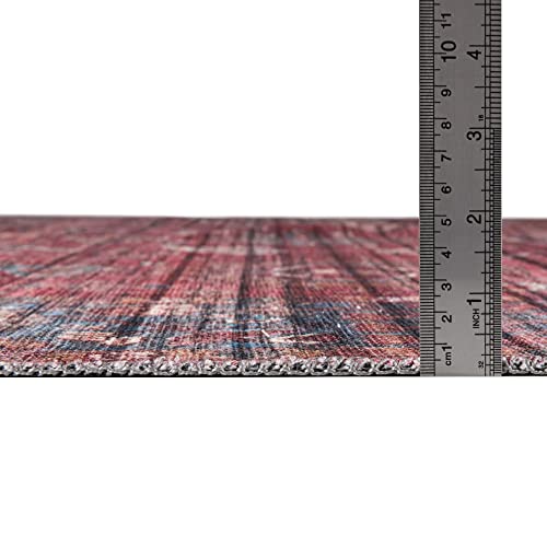 Rugs com Maahru Collection Washable Rug,Square Rust Red Low-Pile Rug Perfect for Living Rooms, Kitchens, Entryways Antique Red 3 ft 3 Square