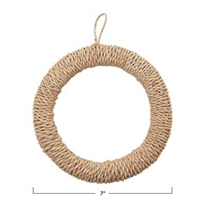 Bloomingville Unique Round Hand-Woven Abaca Rope Trivet with Hanger Décor, Natural