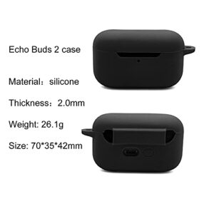 Claiol Silicone Case for Echo Buds 2nd, Shockproof Protective Echo Buds 2 Case Cover with Keychain. (Black)