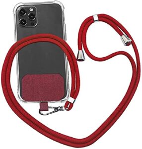 universal phone lanyard with adjustable nylon neck strap, crossbody nylon patch phone lanyards (red)