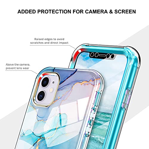 DT Series Case for iPhone 11 Case Built with Screen Protector, Lightweight and Stylish Full Body Shockproof Protective Rugged TPU Case for Apple iPhone 11 6.1inch（Marble）