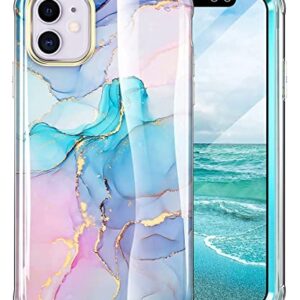 DT Series Case for iPhone 11 Case Built with Screen Protector, Lightweight and Stylish Full Body Shockproof Protective Rugged TPU Case for Apple iPhone 11 6.1inch（Marble）