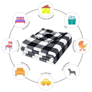 Fomoom Buffalo Plaid Blanket, Buffalo Blanket for Couch Bed Sofa Chair, Soft Cozy Flannel Black White Check Pattern Decorative Blanket, Lightweight Fuzzy Buffalo Throw Blanket, 90x108 Inch