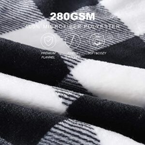 Fomoom Buffalo Plaid Blanket, Buffalo Blanket for Couch Bed Sofa Chair, Soft Cozy Flannel Black White Check Pattern Decorative Blanket, Lightweight Fuzzy Buffalo Throw Blanket, 90x108 Inch