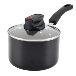 farberware smart control nonstick sauce pan/saucepan with lid, 2 quart, black