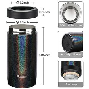 4-in-1 Skinny Can Cooler Double Wall Stainless Steel Insulated Can Holder,Can Coozie, Works With 12 Oz Slim Can,Standard Cans,Beer Bottles & As Pint Cups(Glitter Dark)