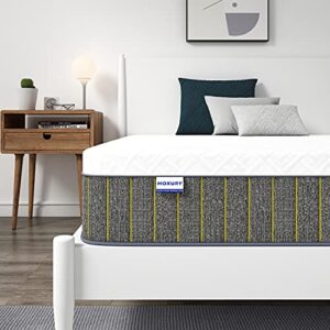 hoxury queen mattress, 10 inch hybrid mattress queen size, memory foam & individually wrapped pocket coils innerspring mattress in a box, pressure relief & cooler sleeping