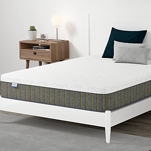 HOXURY Queen Mattress, 10 Inch Hybrid Mattress Queen Size, Memory Foam & Individually Wrapped Pocket Coils Innerspring Mattress in a Box, Pressure Relief & Cooler Sleeping