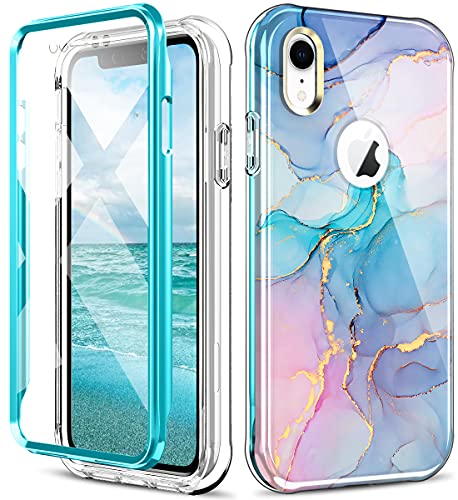 DT Series Case, Built with Screen Protector, Lightweight and Stylish Full Body Shockproof Protective Rugged TPU Case for Apple iPhone XR 6.1inch（Marble）