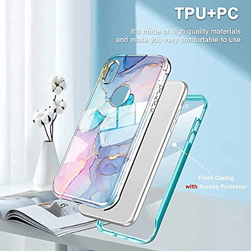 DT Series Case, Built with Screen Protector, Lightweight and Stylish Full Body Shockproof Protective Rugged TPU Case for Apple iPhone XR 6.1inch（Marble）