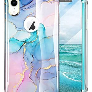 DT Series Case, Built with Screen Protector, Lightweight and Stylish Full Body Shockproof Protective Rugged TPU Case for Apple iPhone XR 6.1inch（Marble）