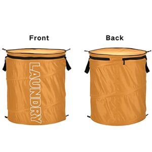 Orange Pop Up Laundry Hamper Collapsible with Lid Dirty Clothes Hamper Laundry Basket Storage Hamper Organizer for Home, Laundry, Travel