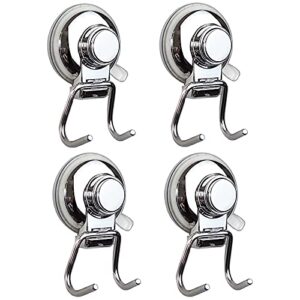 instagobo suction cup hooks, heavy duty suction hooks for shower kitchen glass mirror tile, loofah coat robe and towel hooks waterproof and rustproof,chrome-plated bathroom kitchen hooks (4 pack)