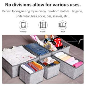 Criusia 14 Set Underwear Drawer Organizer, Foldable Underwear Drawer Organizer and Closet Dividers,Storage Box for Clothes, Socks, Underwear(Grey)