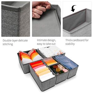 Criusia 14 Set Underwear Drawer Organizer, Foldable Underwear Drawer Organizer and Closet Dividers,Storage Box for Clothes, Socks, Underwear(Grey)