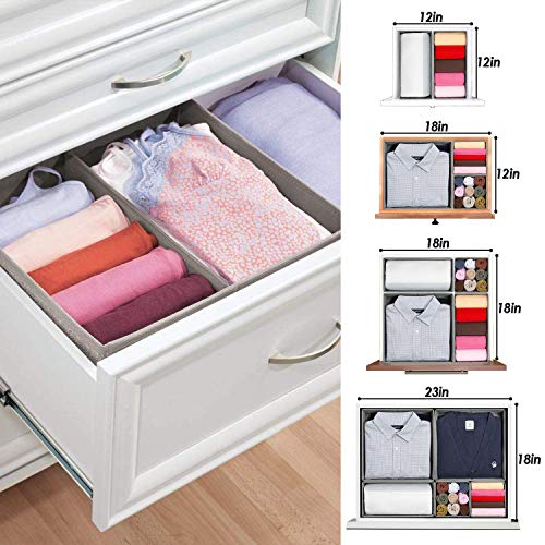 Criusia 14 Set Underwear Drawer Organizer, Foldable Underwear Drawer Organizer and Closet Dividers,Storage Box for Clothes, Socks, Underwear(Grey)