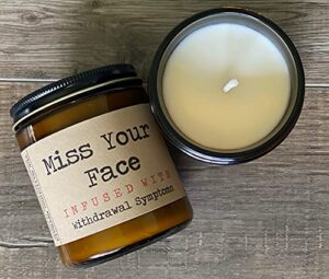 miss your face infused with withdrawal symptoms | premium soy wax candle | the snarky mermaid | amber jar candle | made in usa | snarky candles | scented candles for women and men