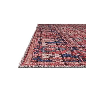 Rugs.com Maahru Collection Washable Rug – 3 Ft Square Rust Red Low-Pile Rug Perfect for Living Rooms, Kitchens, Entryways