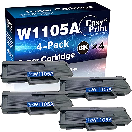 EASYPRINT (4-Pack) Compatible W1105A Toner Cartridges Replacement for HP 105A 1105A Used for MFP135a MFP135w MFP137fnw 107a 107w, (4X Black)