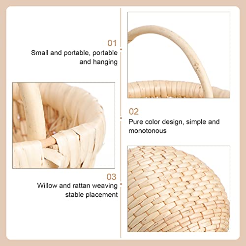 Hemoton Woven Storage Basket Wedding Flower Girl Basket Woven Ranttan Flower Bride Basket Picnic Basket for Wedding Bridal Ceremony Party Decoration (Beige) S Wicker Basket