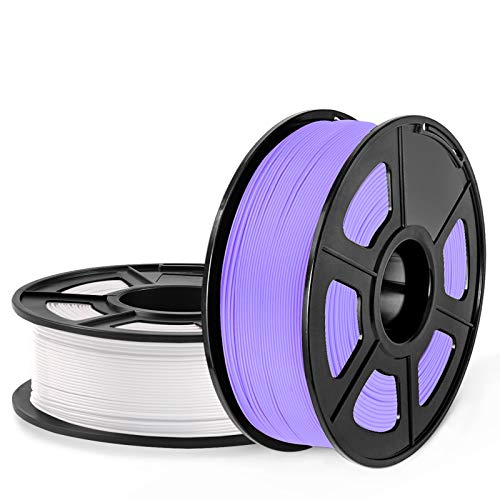 SUNLU PLA 3D Printer Filament, PLA Filament 1.75 mm Dimensional Accuracy +/- 0.02 mm, 1 KG Spool, PLA White+Purple